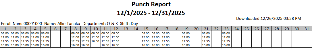 Available Reports on the MK1000 – uPunch Support - Help Center